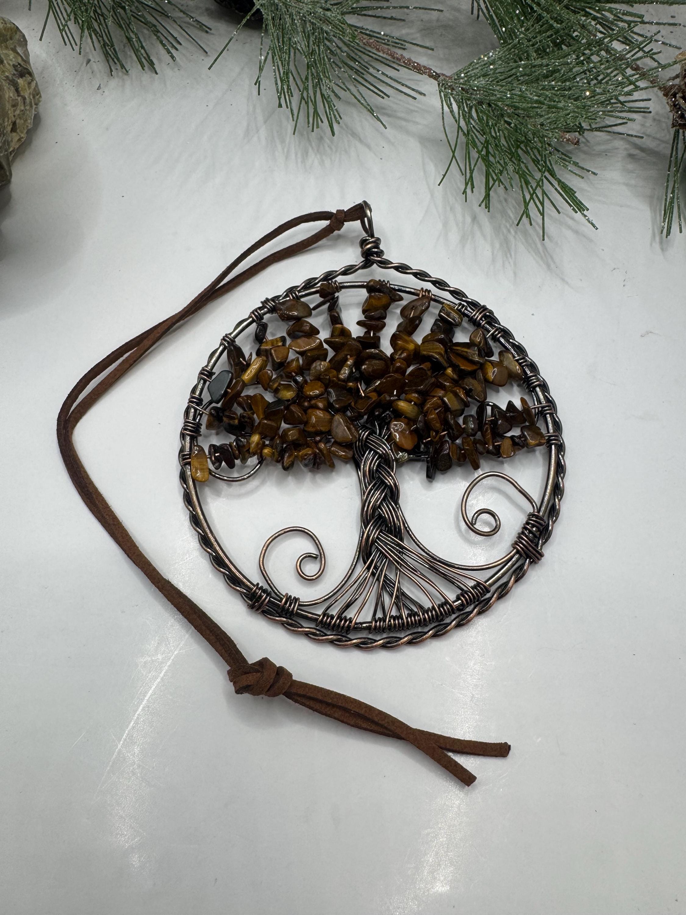 Tiger's Eye Crystal Tree of Life Ornament: Wire Suncatcher - Etsy