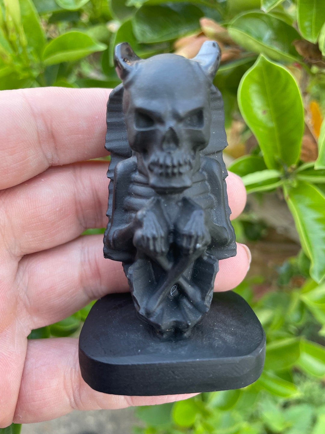 Black Obsidian Crystal Carved Skeleton, Halloween Crystal Carvings ...