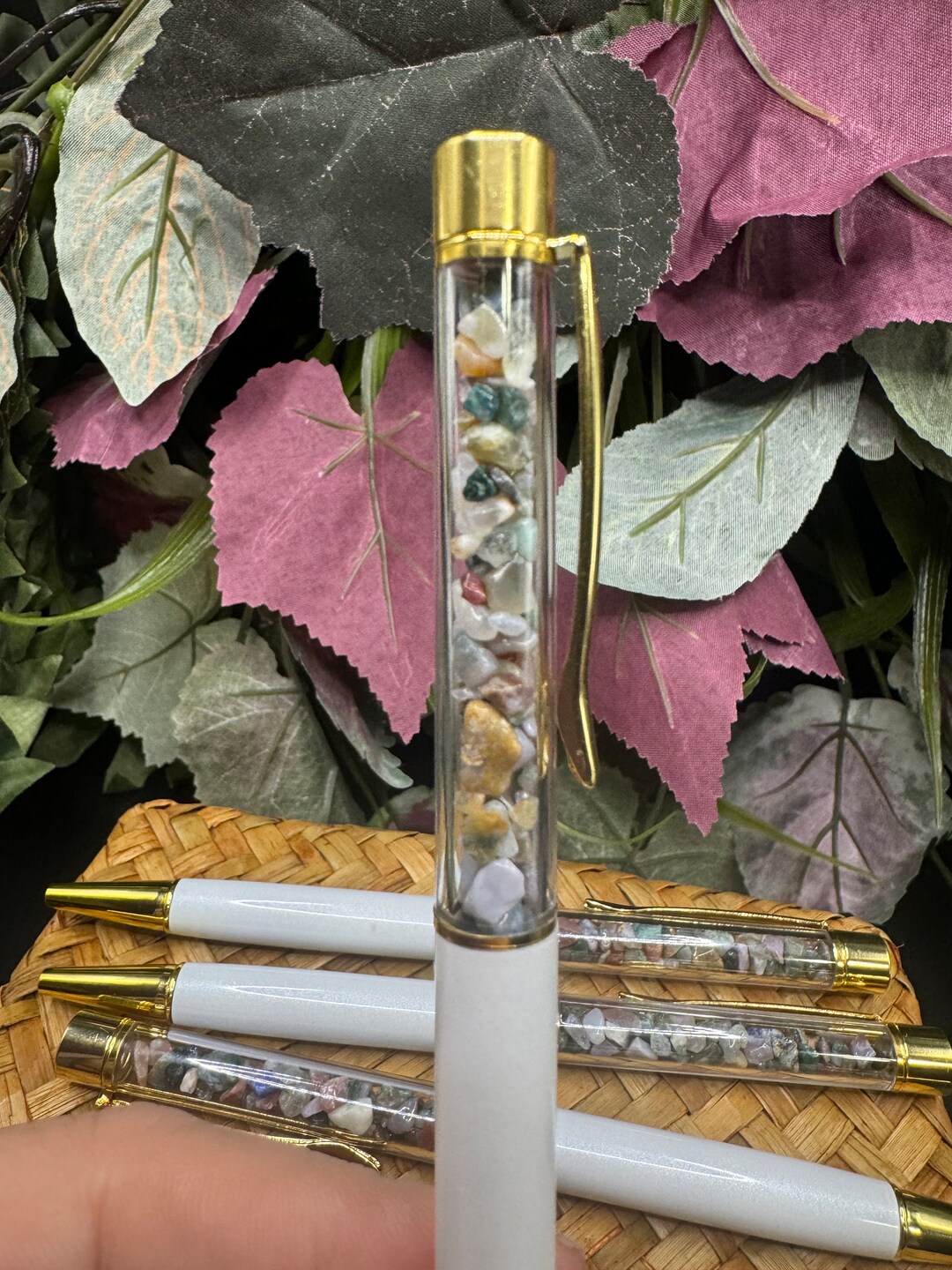 Ocean Jasper Crystal Chip Pen With Ink Refill, Crystal Chip Pens ...