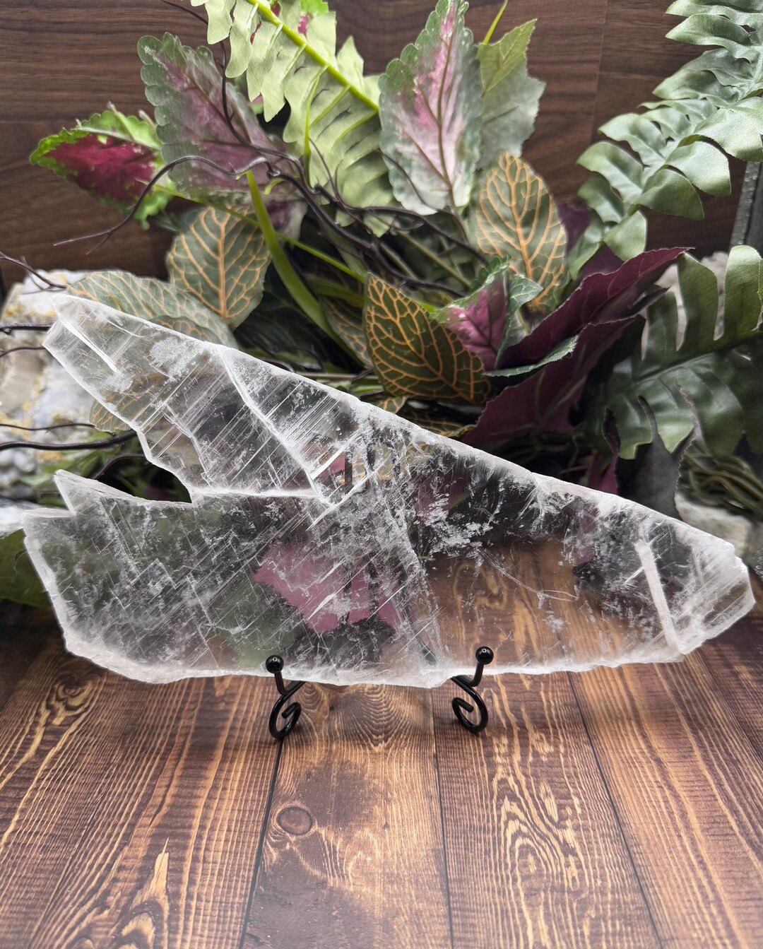 Large Selenite Crystal Slab With Stand, Selenite Slice, Selenite Plate ...