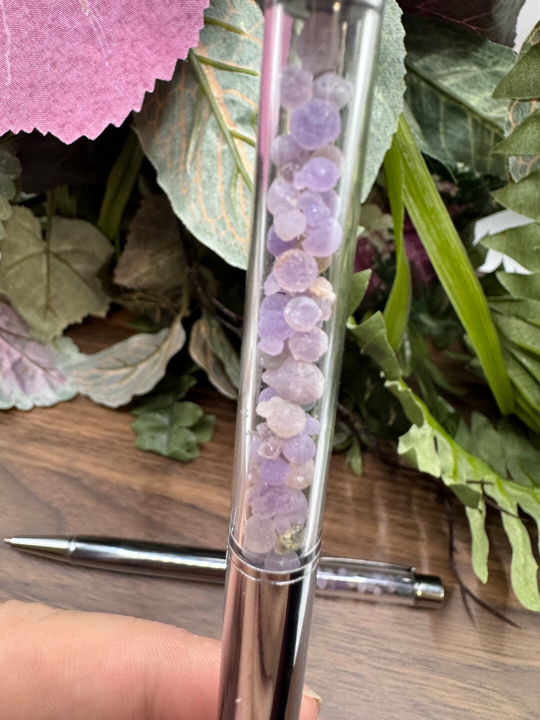 Grape Agate Crystal Chip Pen With Ink Refill, Crystal Pens, Ballpoint ...
