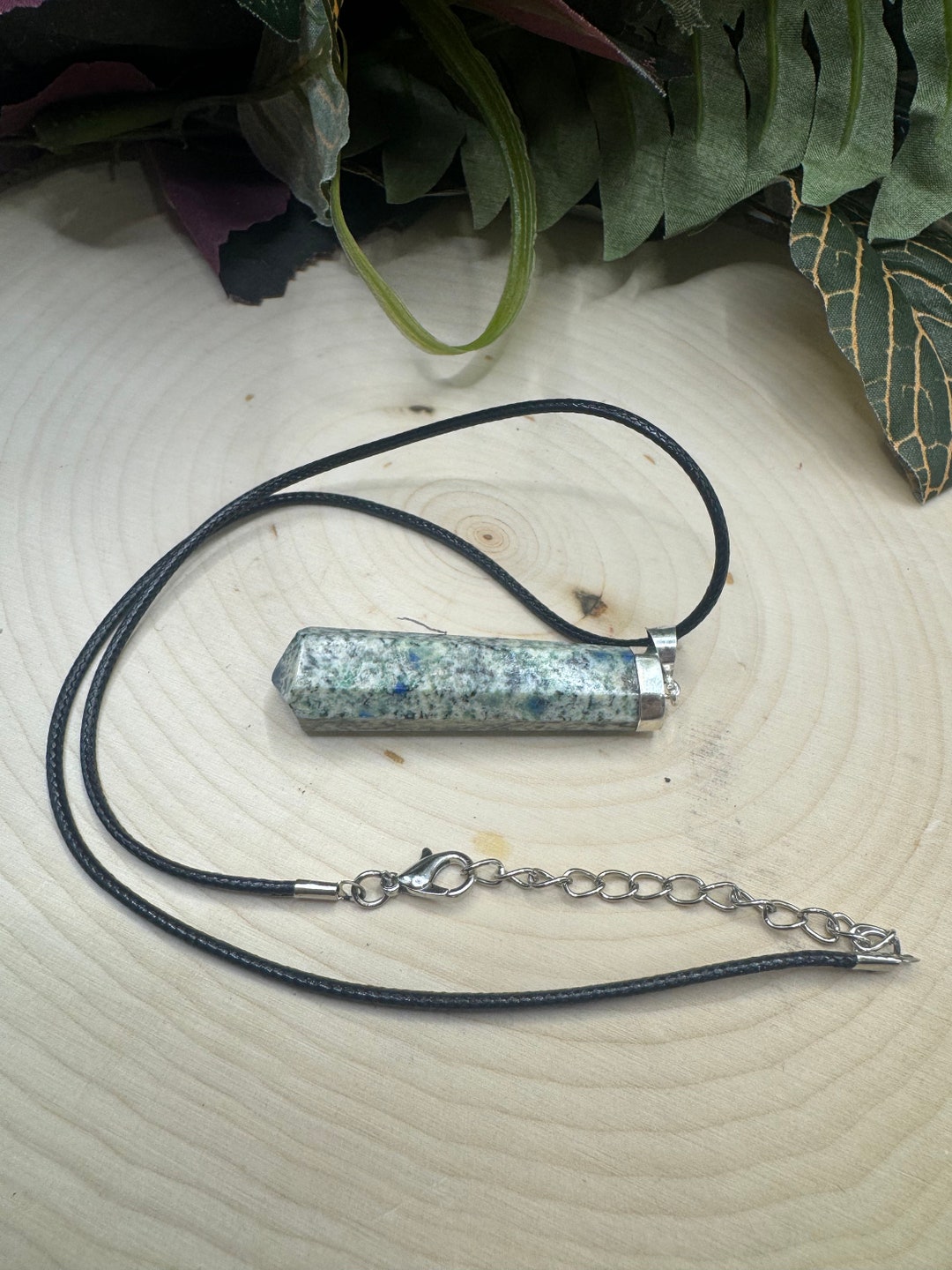 K2 Azurite Granite Crystal Pendant Necklace: 925 Silver Bail, Pakistan ...