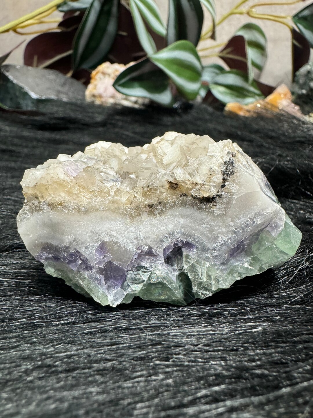 UV Reactive Calcite Crystal With Green and Purple Fluorite - Etsy