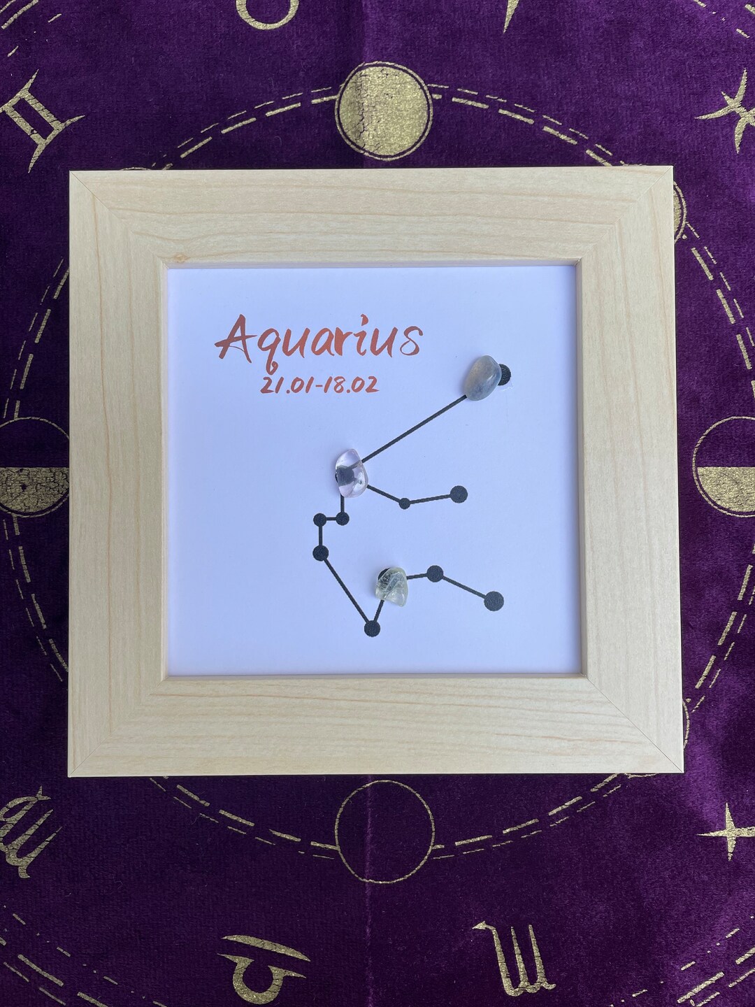 Zodiac Constellation Crystal Gemstone Framed Wall Art (5” X 5”) - Etsy