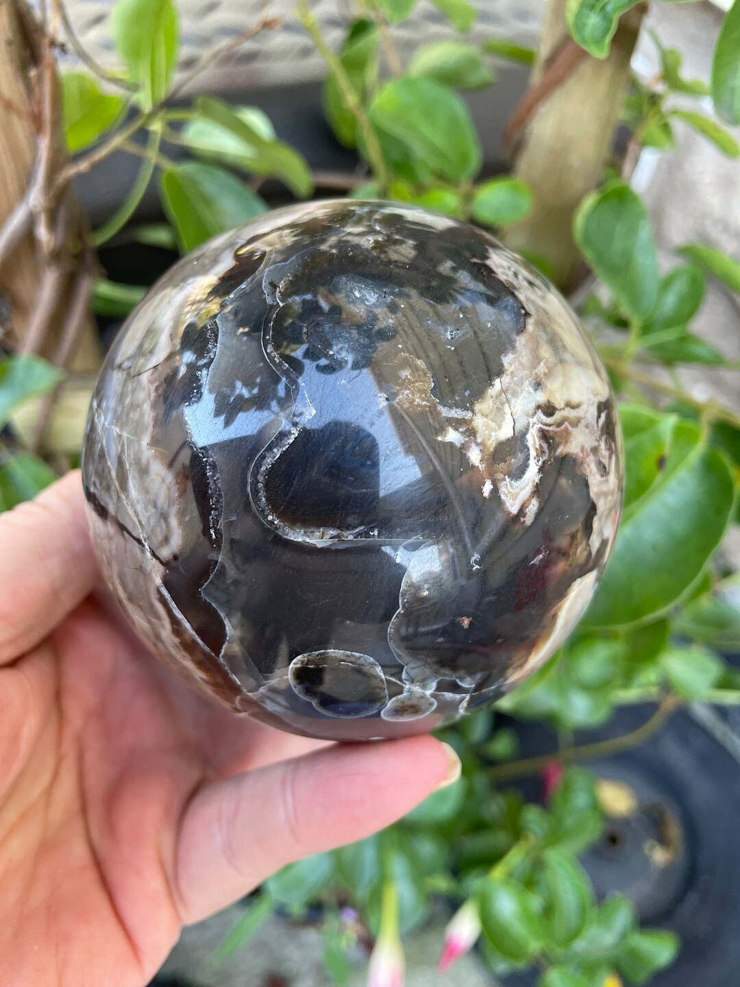 Large UV Reactive Volcano Agate Crystal Sphere, Fluorescent Volcano ...