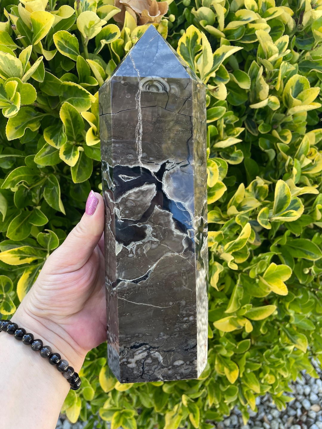 XL Agate With UV Reactive Chalcedony Tower, Volcano Agate Crystal Point ...