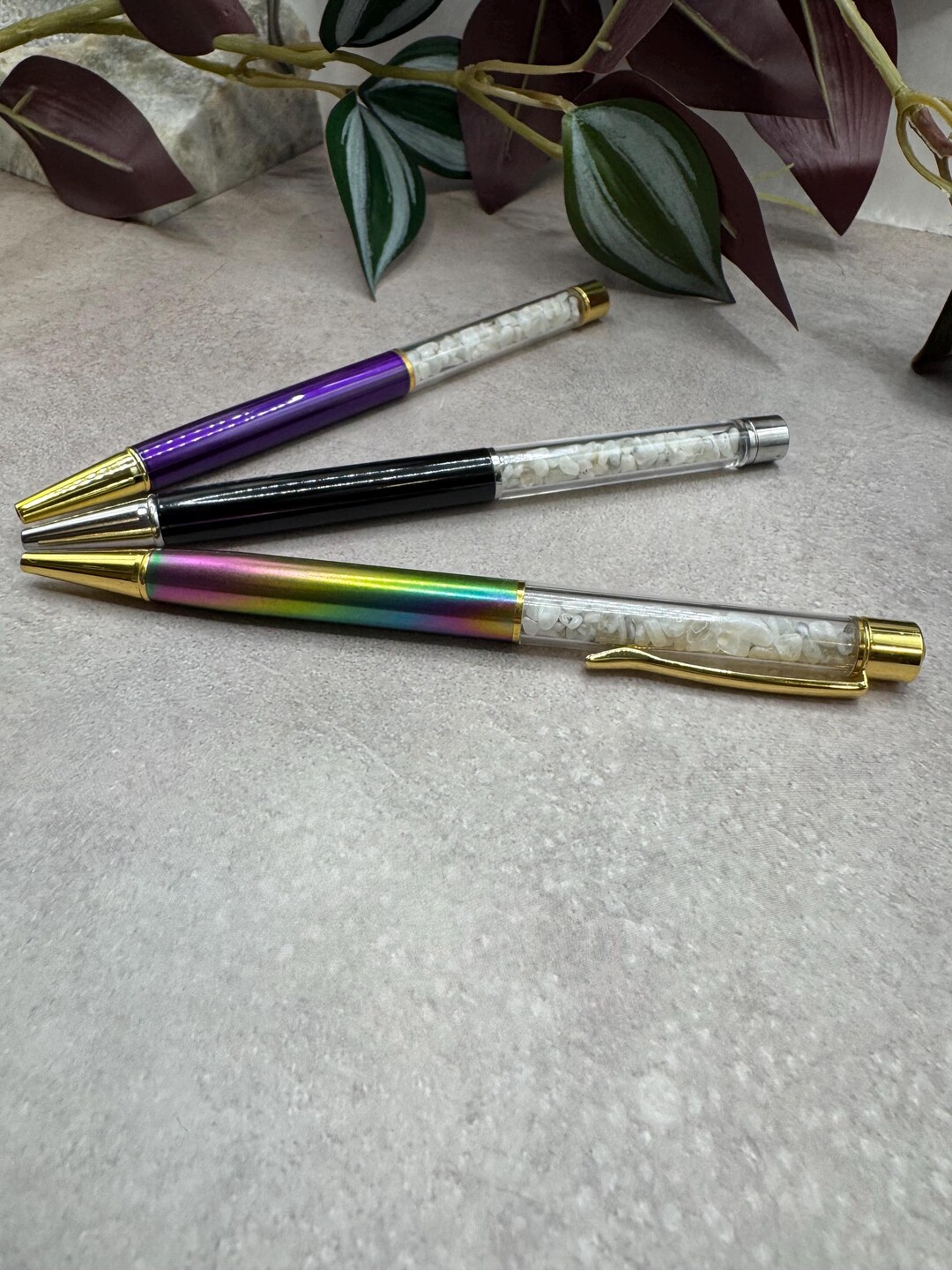 Rainbow Moonstone Crystal Chip Pen, White Labradorite Ink Pen ...