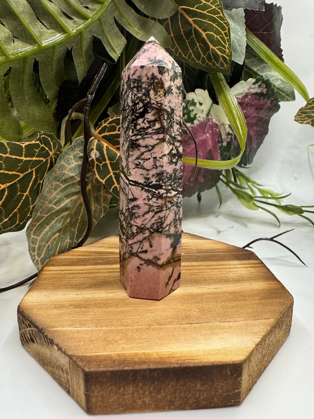 Dentritic Rhodonite Crystal Tower, Rhodonite Point, Rhodonite Crystal ...