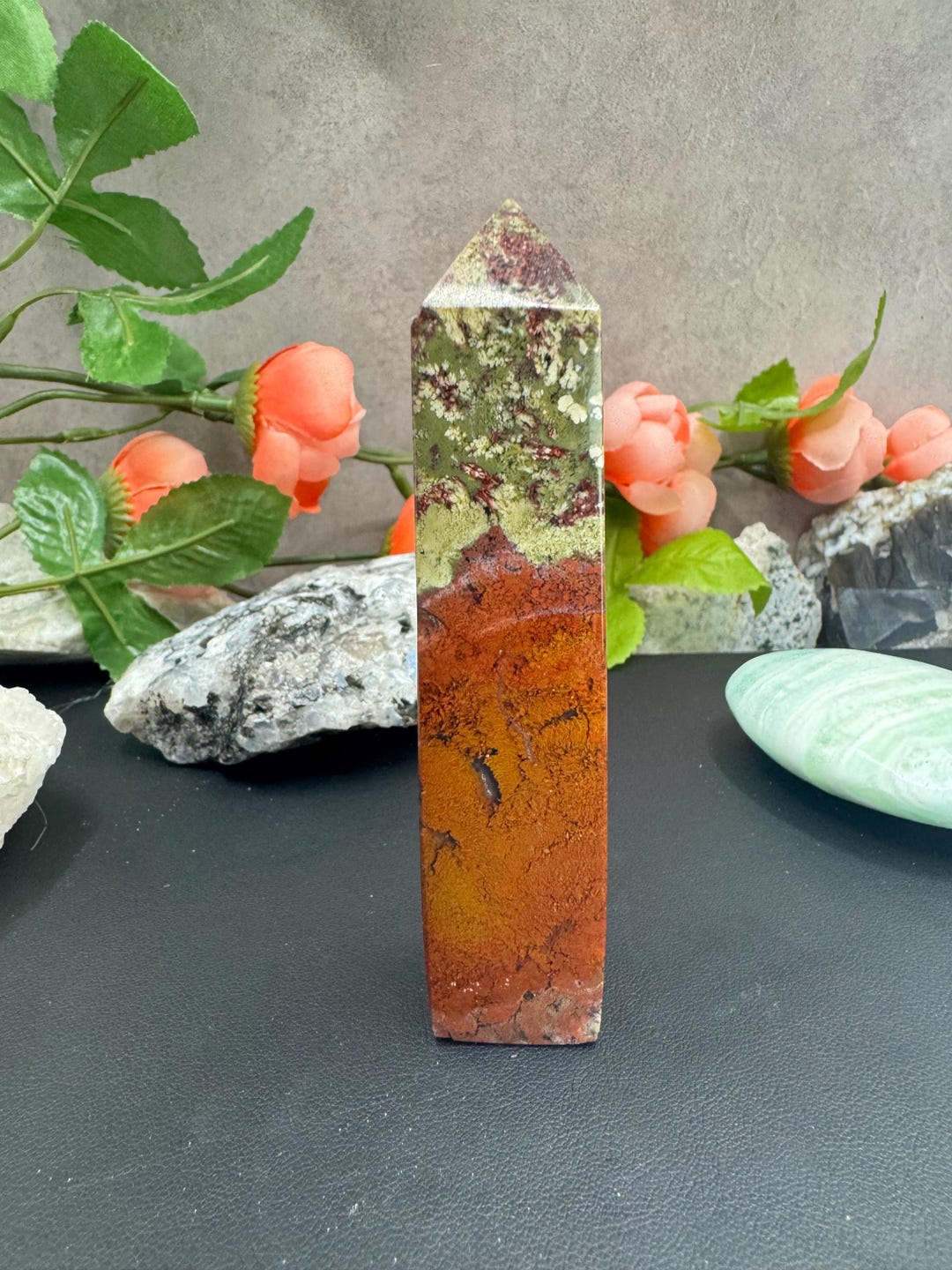 Indonesian Red Moss Agate Tower, Scenic Moss Agate Tower, Gifts - Etsy