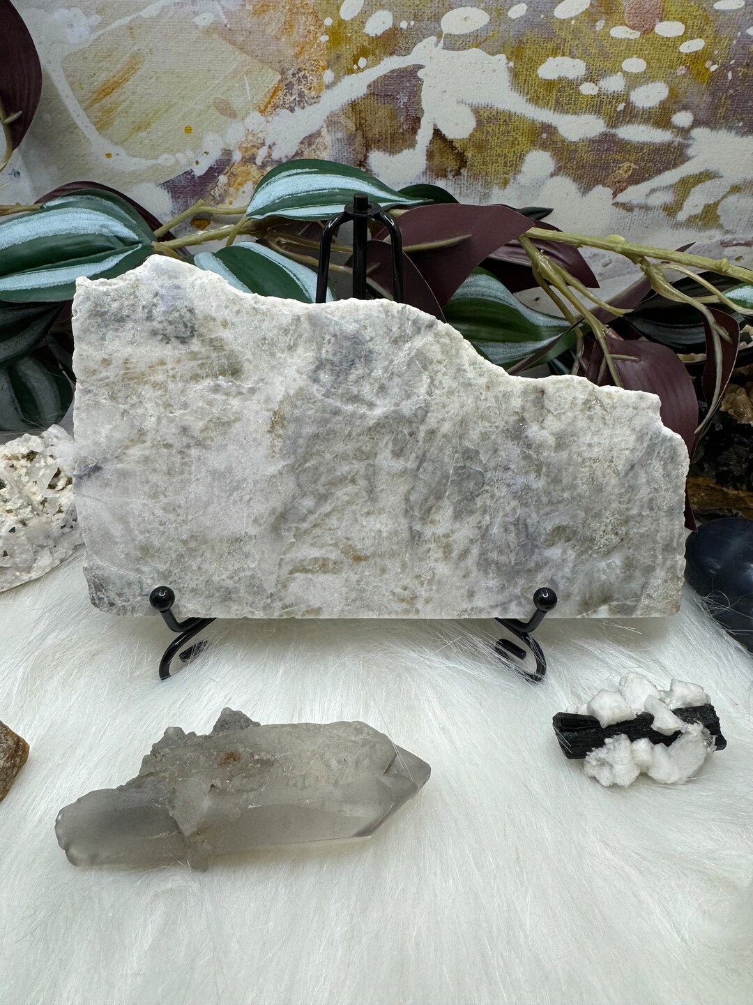 Hackmanite Tenebrescent Crystal Slab With Stand, Polished Hackmanite ...