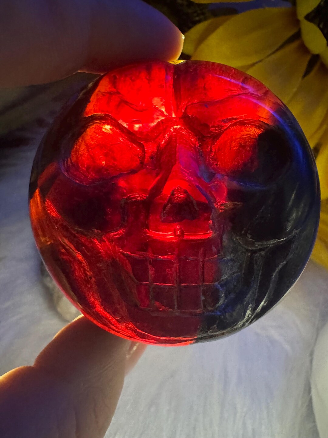Blue Amber Pumpkin Skull, Halloween Pumpkin, UV Reactive Skull, Scary ...