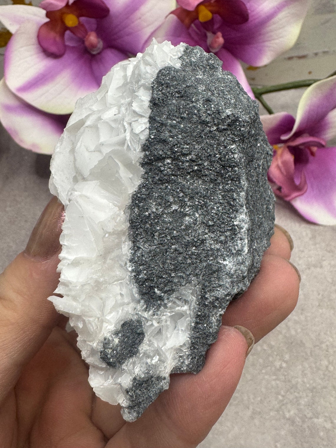 UV Reactive Rose Calcite Crystal Specimen: Angel Wing Calcite on Matrix ...