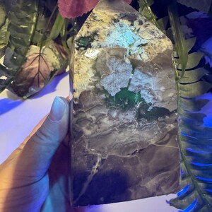 Large UV Reactive Volcano Agate Druzy Tower: Raw Crystal Gift - Etsy