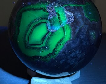 UV Reactive Volcano Agate Crystal Sphere, Fluorescent Volcano Agate ...