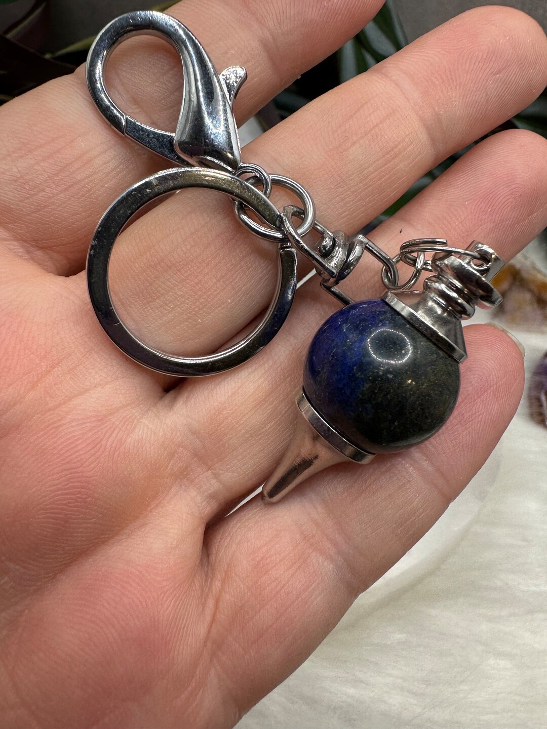 Lapis Lazuli Crystal Pendant Keychain: UV Reactive Gemstone - Etsy