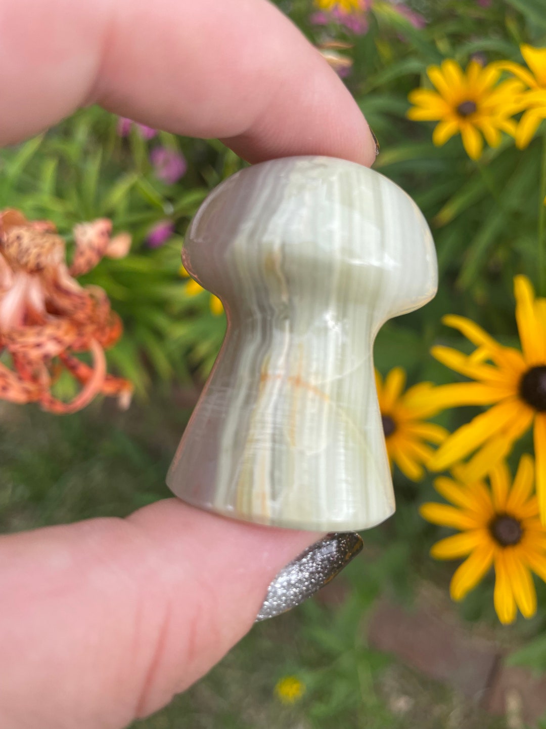 Beautiful Pink Banded Calcite Crystal Carved Mushroom, Pink Calcite ...