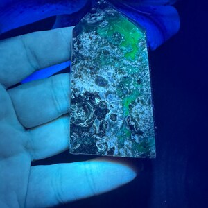 Volcano Agate UV Reactive Chalcedony Crystal Specimen, Partial Polished ...