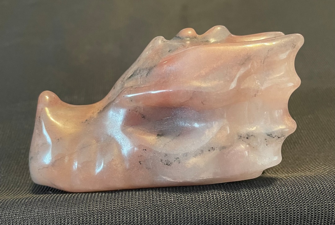 Pink Quartz Crystal Carved Dragon Head: Home Decor Gift - Etsy