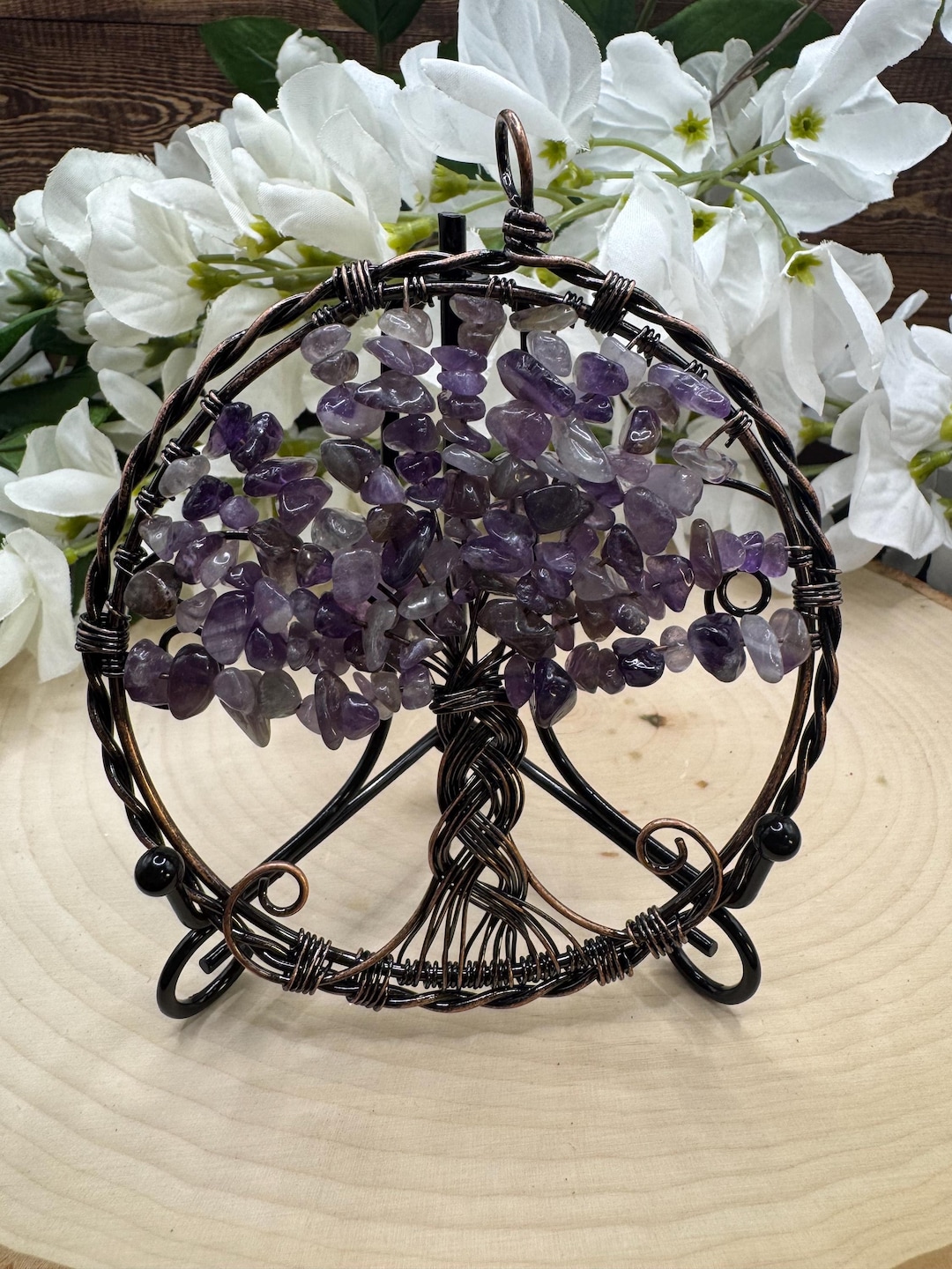 Amethyst Crystal Chip Tree of Life Ornament, Wire Wall Art - Etsy