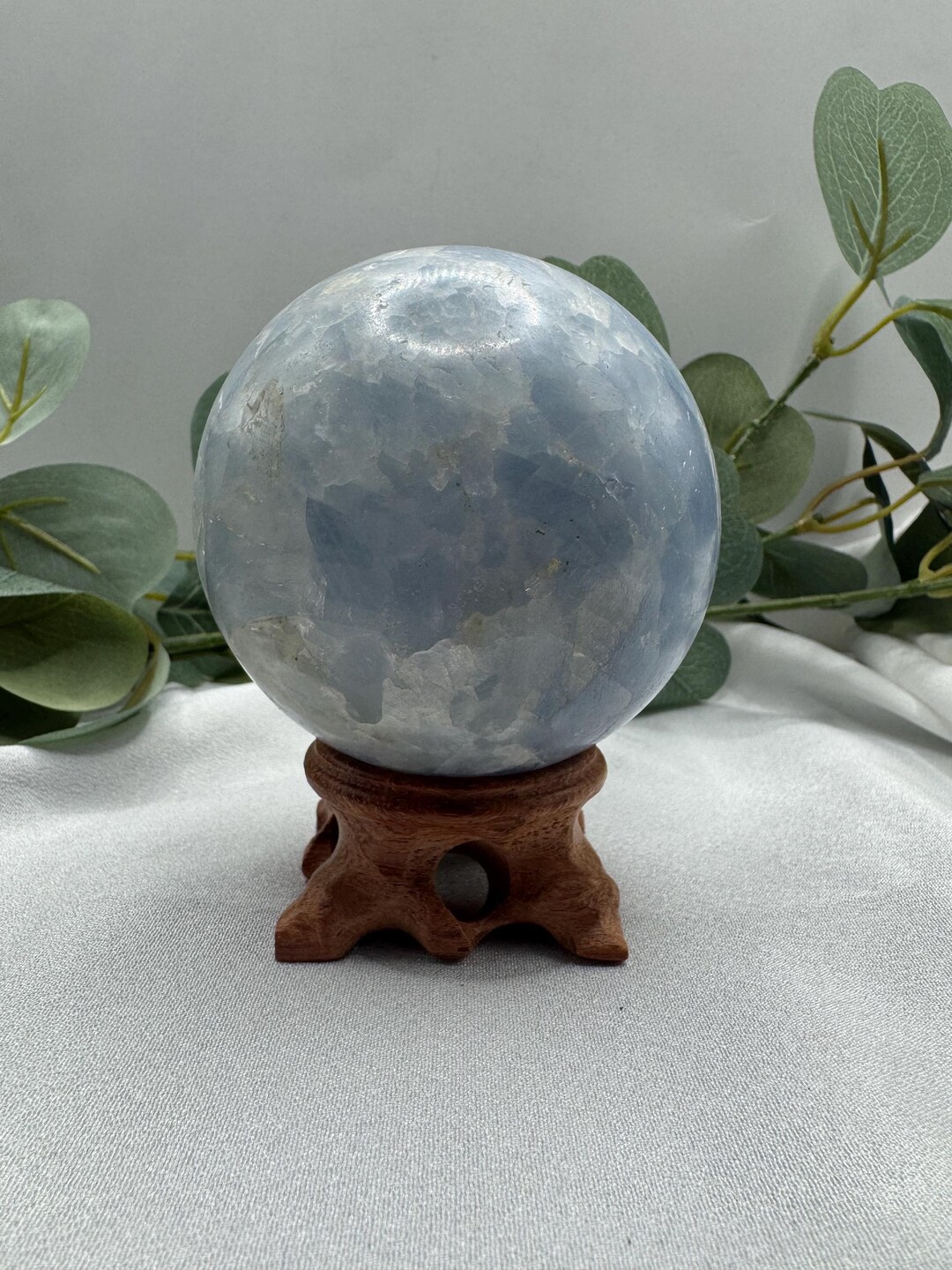 Blue Calcite Crystal Sphere With Stand, 70 Mm - Etsy