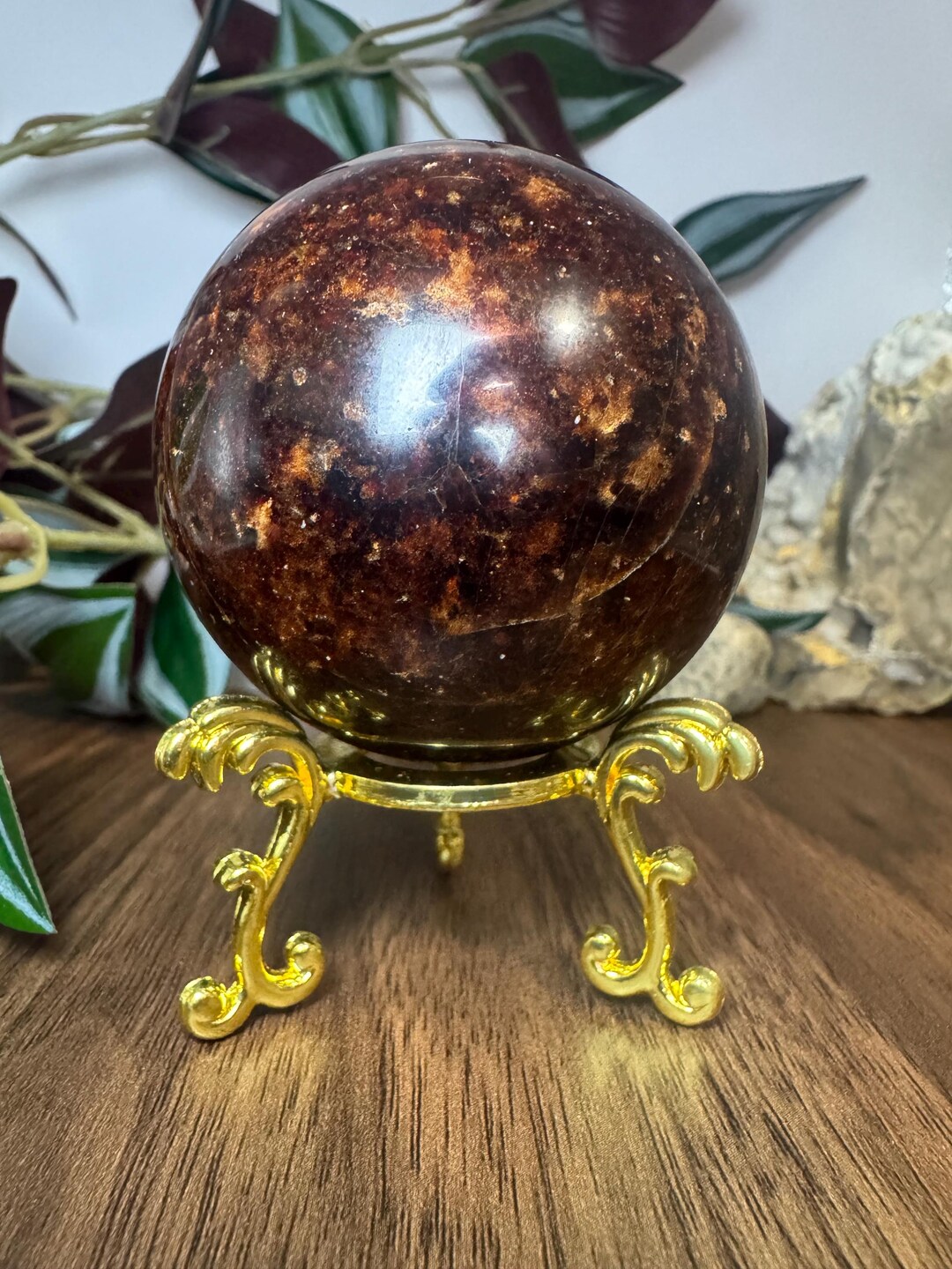Polished Garnet Crystal Sphere With Stand, Gifts - Etsy