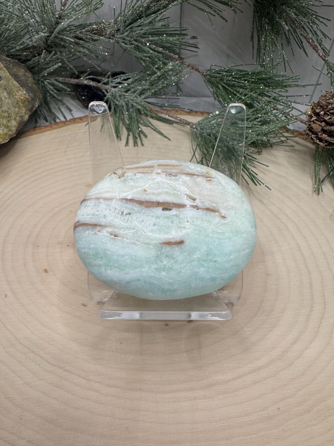 Caribbean Blue Calcite Crystal Palmstone, Ocean Blue Calcite Crystal ...