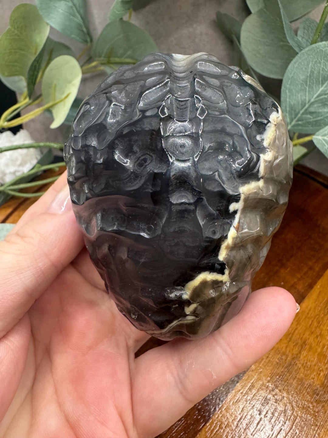 Volcano Agate Anatomical Brain Carving, UV Reactive Chalcedony and ...