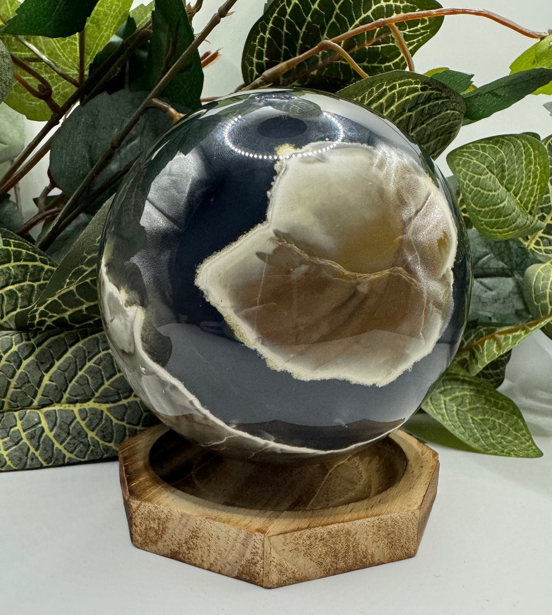 109 Mm Volcano Agate Sphere UV Reactive Volcano Agate Crystal - Etsy