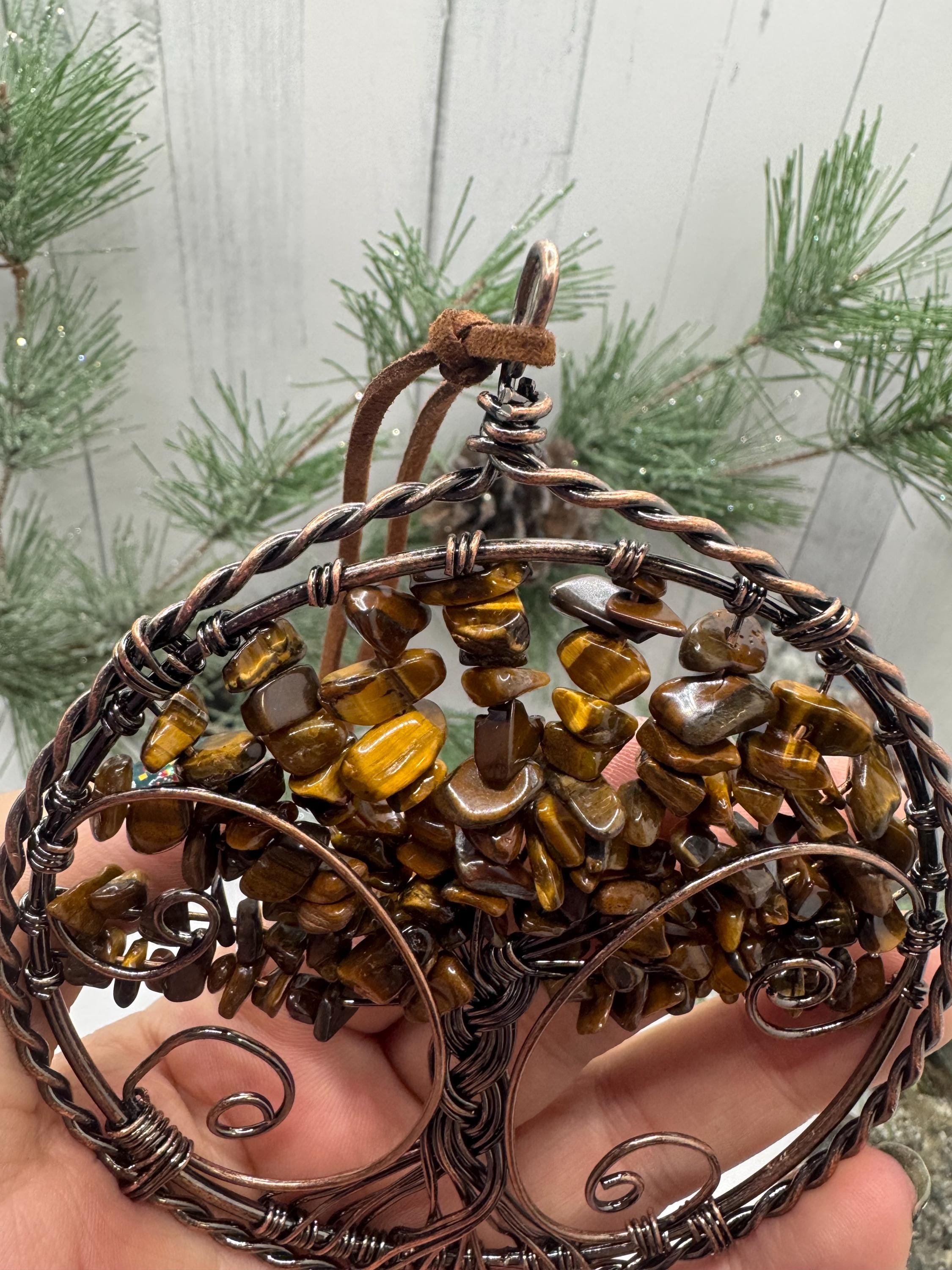 Tiger's Eye Crystal Tree of Life Ornament: Wire Suncatcher - Etsy