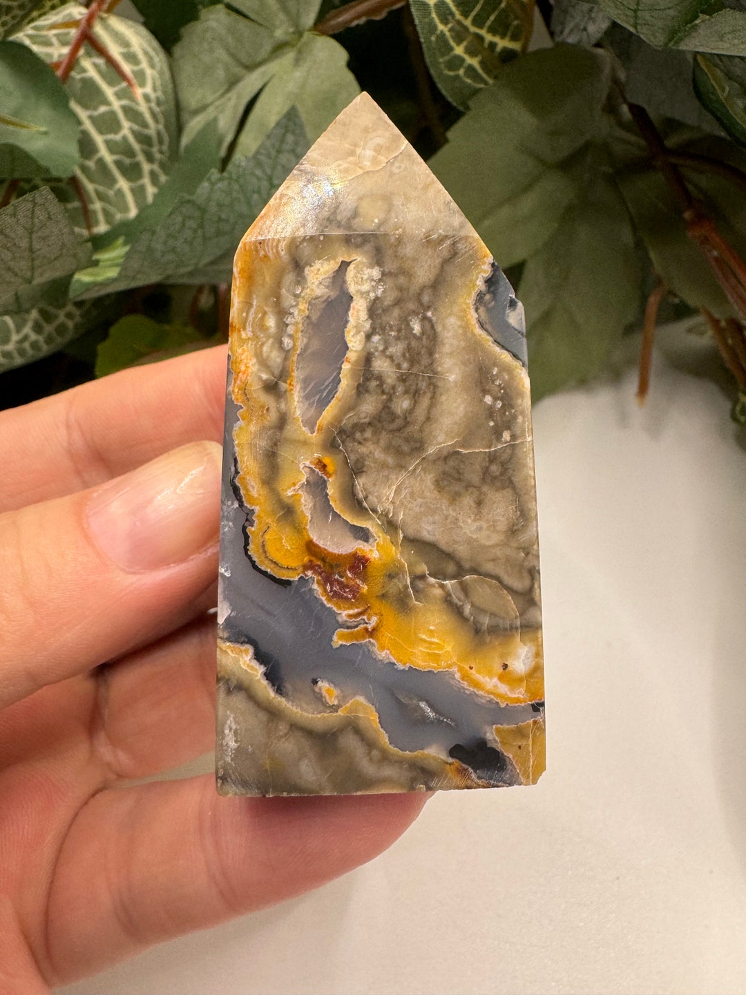 Volcano Agate Crystal UV Reactive Tower, Volcano Agate Crystal, UV ...