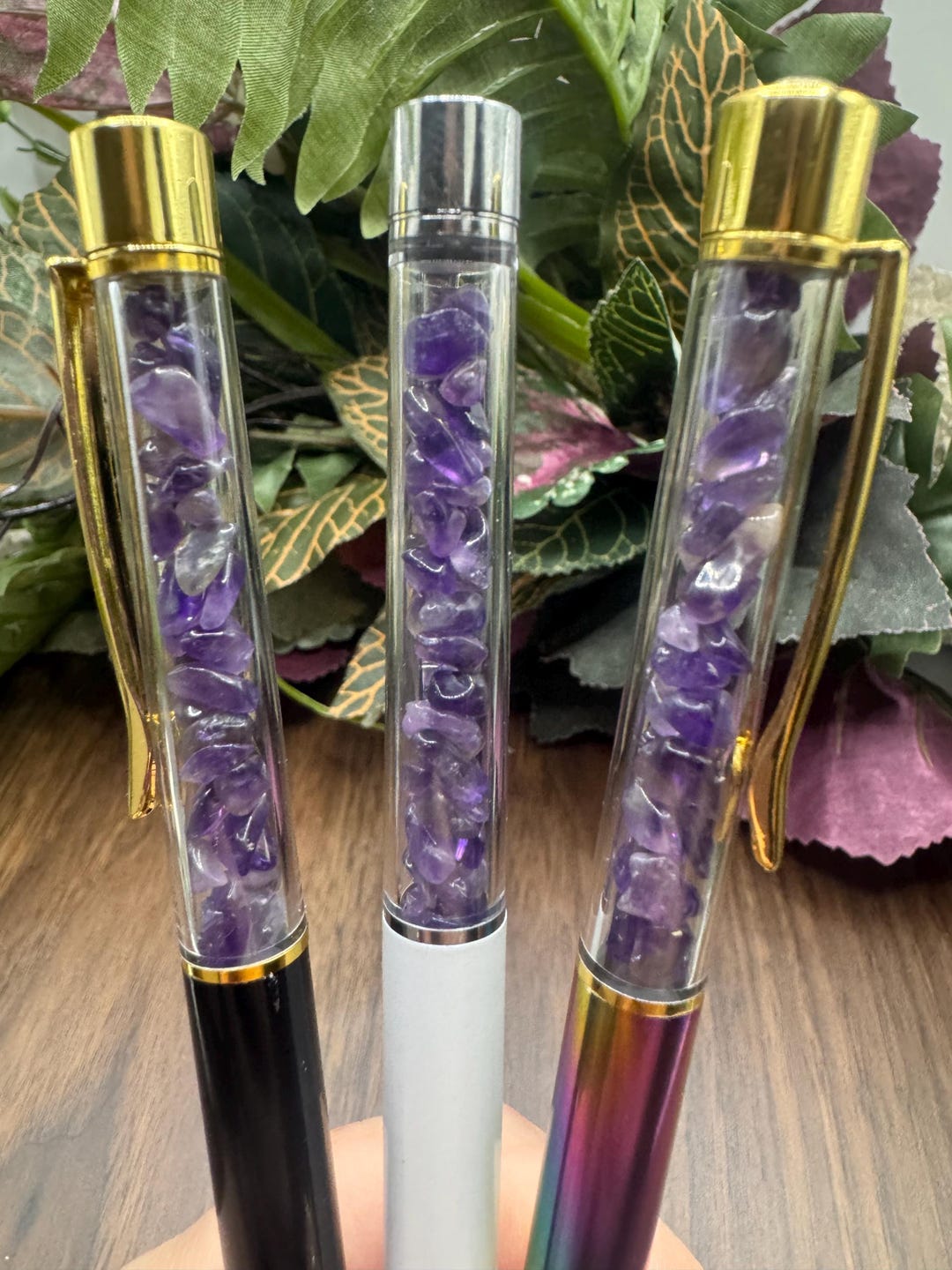 Purple Amethyst Crystal Chip Pen With Ink Refill, Crystal Chip Pens ...