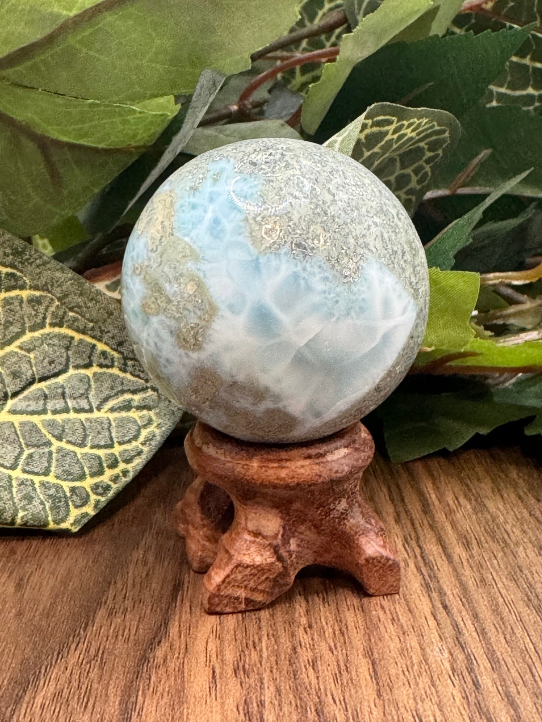 Larimar Crystal Sphere With Stand, Larimar Gemstone Sphere, Natural ...