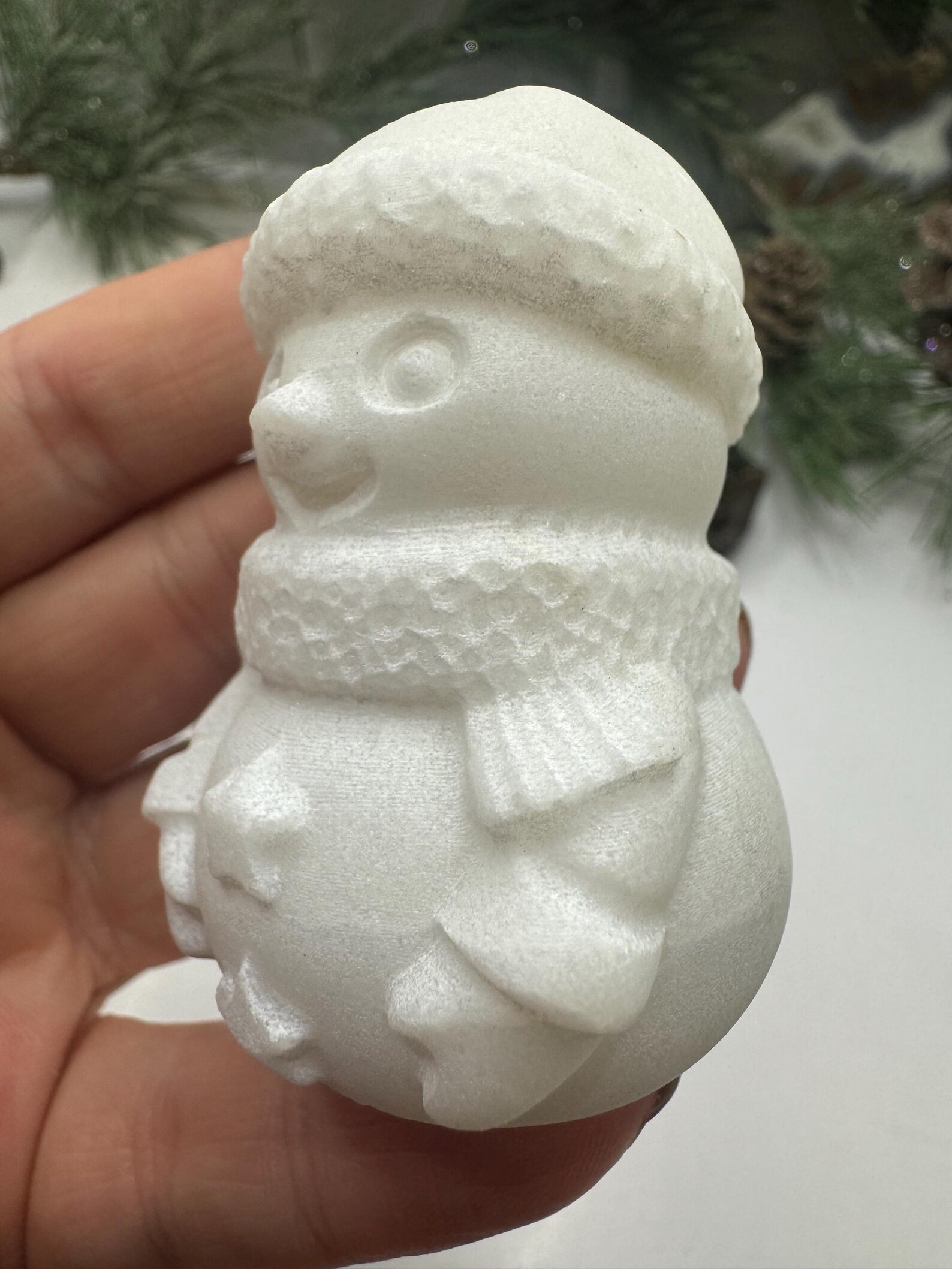 White Marble Snowman Figurine: Hanbai Jade Crystal Decor - Etsy