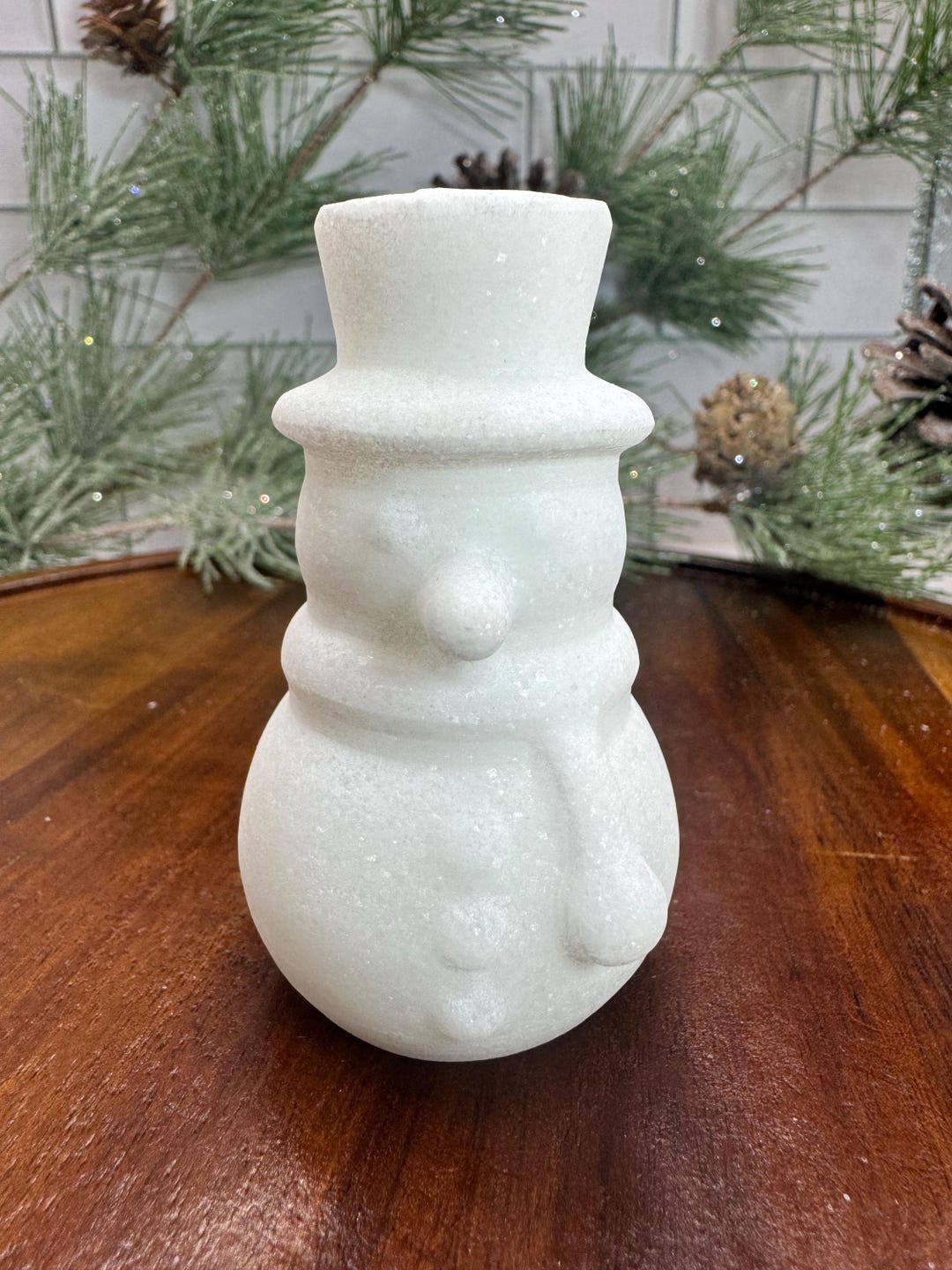 White Hanbai Jade White Marble Snowman Figurine, Crystal Snowman, Gifts ...