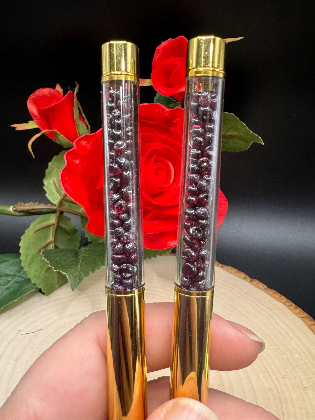 Garnet Crystal Chip Pen With Ink Refill, Crystal Chip Pens, Ballpoint ...