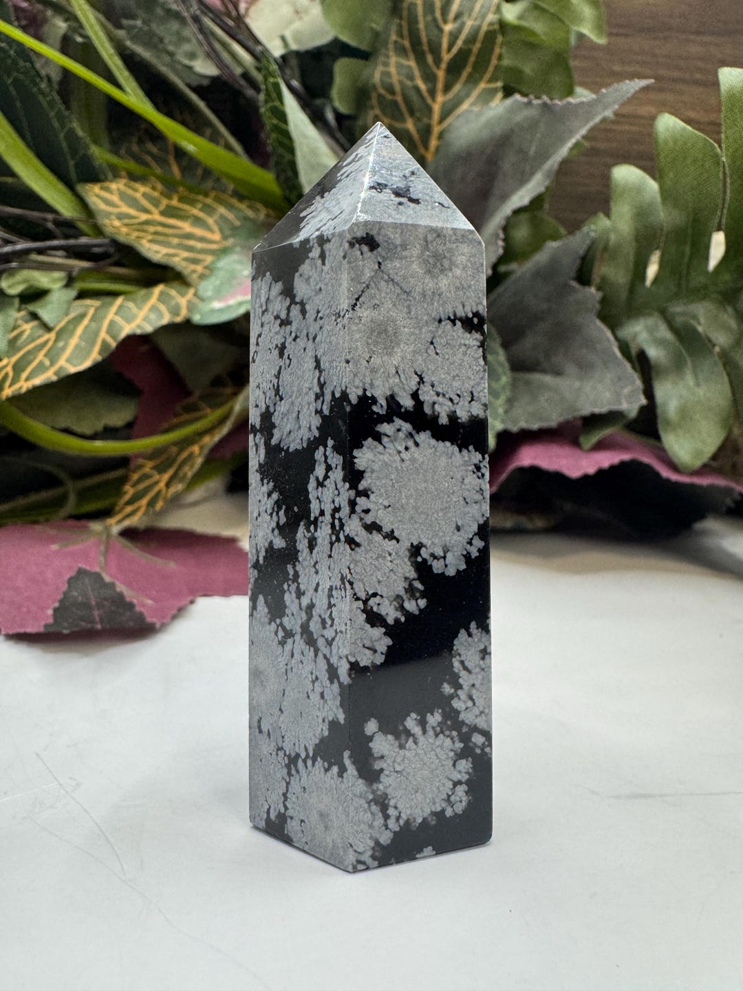 Snowflake Obsidian Tower: Volcanic Glass Crystal Point - Etsy