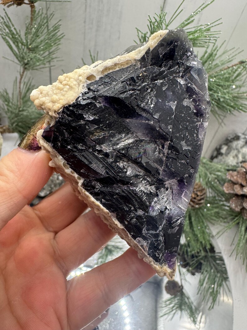Black Rose Fluorite Crystal Specimen: UV Reactive Fluorescent Mineral ...
