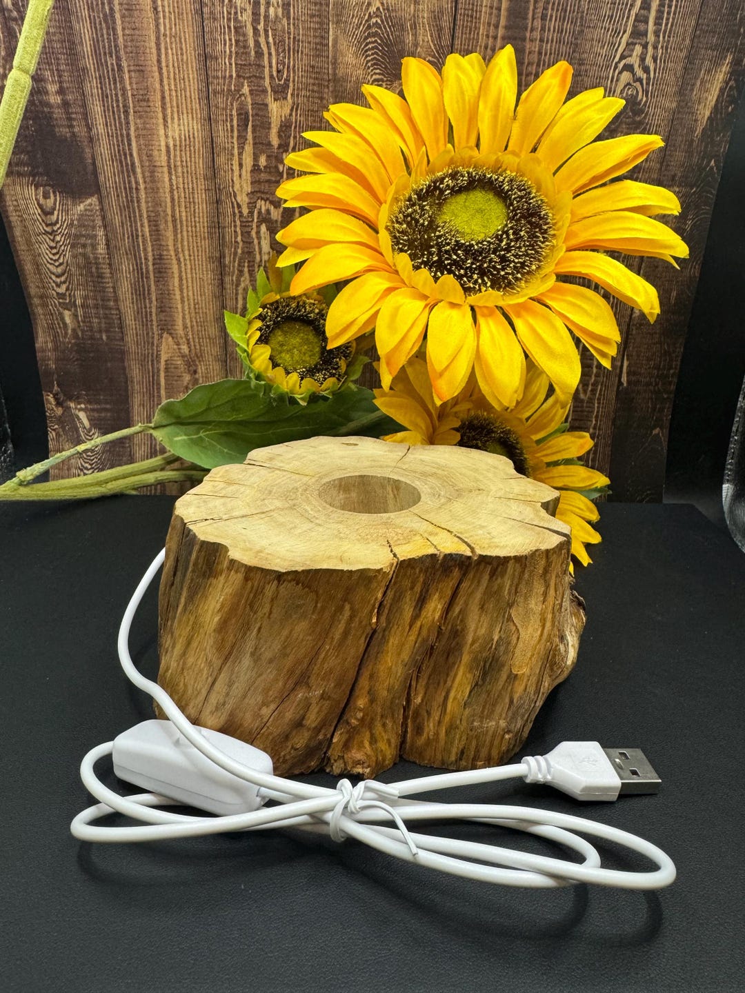 Wooden Stump Color Changing LED Sphere Holder, Sphere Stand Base ...