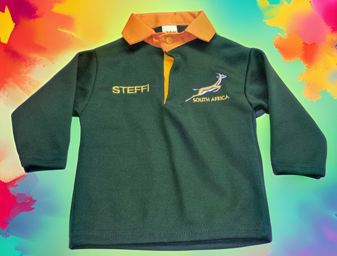 SOUTH AFRICA Retro Rugby Jersey Shirt | 0-3 Months Babies to 13 Years ...
