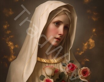 Our Lady of Fatima Custom Digital Oil Painting Jacinta - Etsy