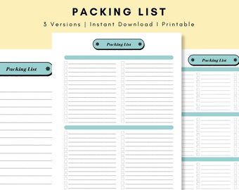 Travel Packing List Fillable Printable PDF Template 3 Page - Etsy UK
