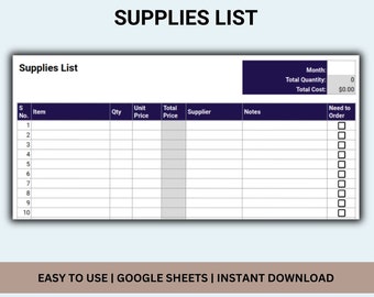 Art Supply Tracker, Inventory List, Printable PDF - Etsy