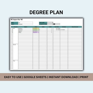 Degree Course Planner Excel Template - Etsy