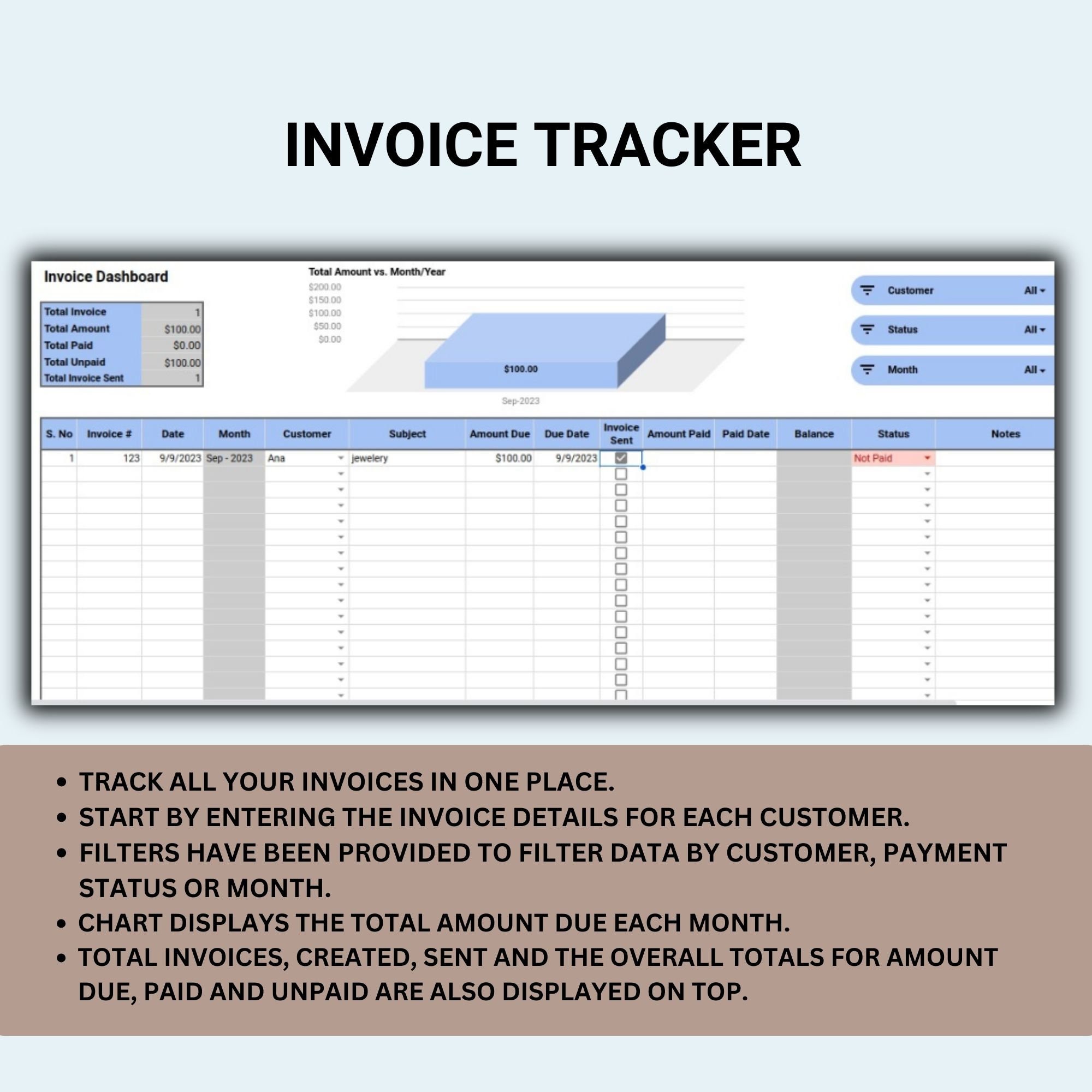 Invoice Template, Invoice Tracker, Printable Business Invoice, Small ...