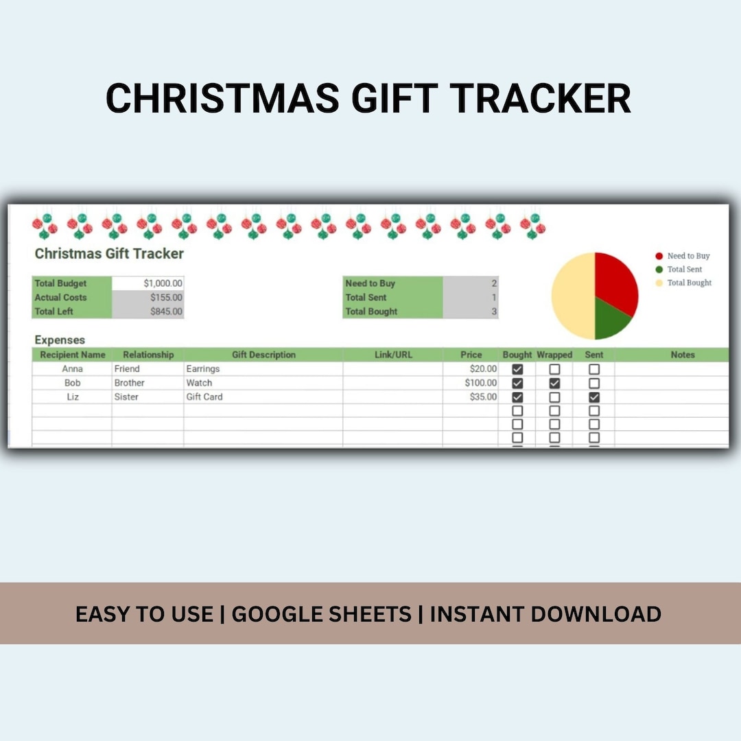 Christmas Gift Tracker, Christmas Gift List, Wishlist, Gift Giving ...
