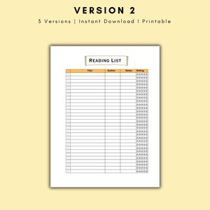 Reading List, Book Reading Printable, Reading Log, Book Tracker,a4 and ...