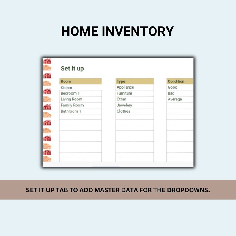 Inventory Tracker for Home, Home Inventory Log, Homeowners Gift, Google ...