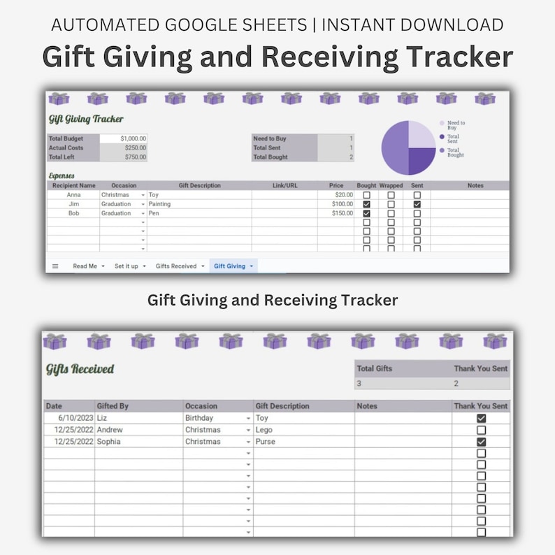 Digital Gift Tracker, Gift Tracking , Gift Giving, Gift Receiving, Gift ...