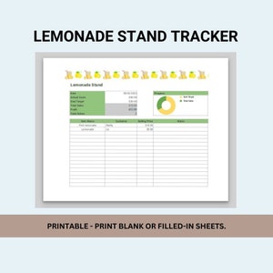 Lemonade Stand Spreadsheet, Lemonade Stand Sales, Editable and ...
