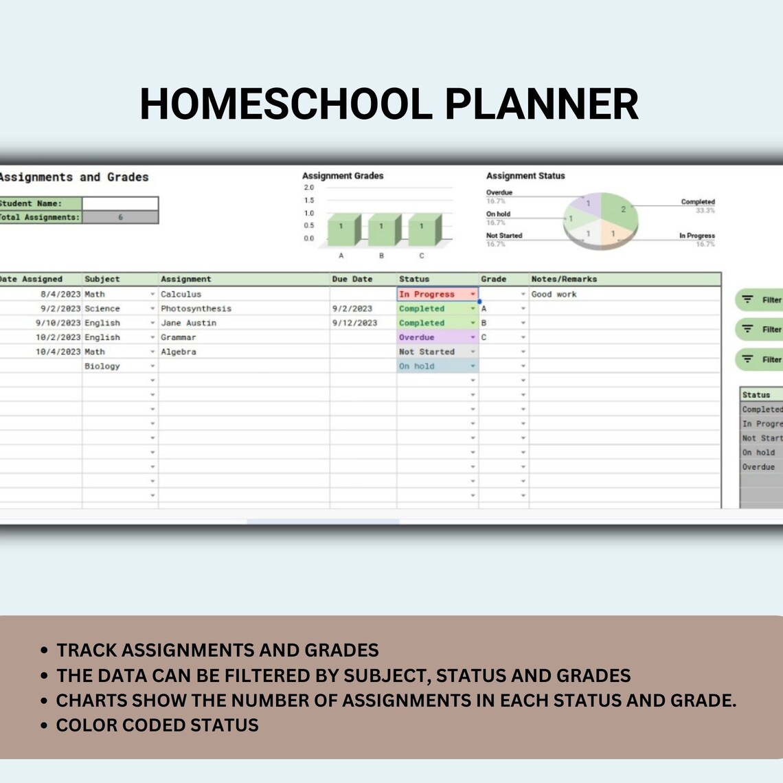 Homeschool Schedule, Homeschool Planner, Assignment and Grade Tracker ...